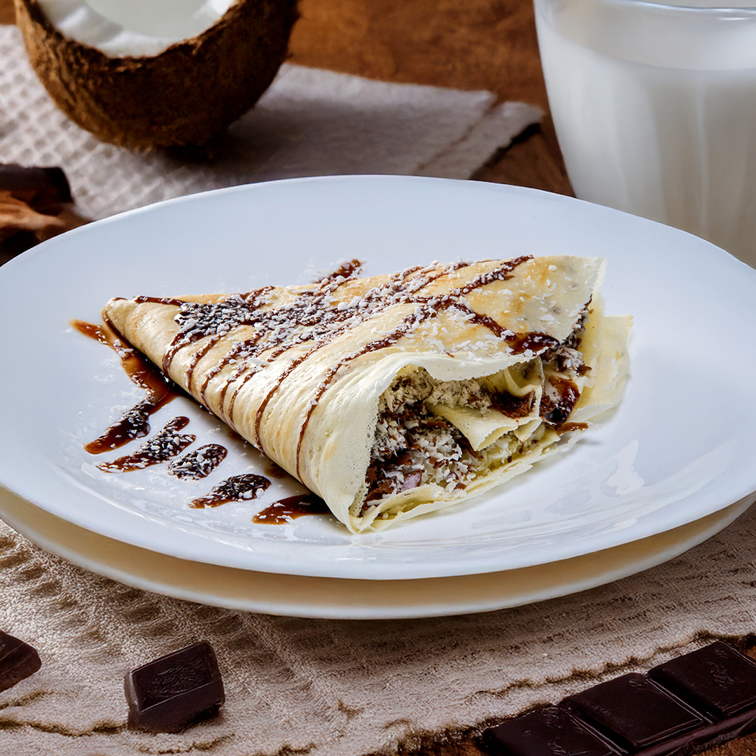 RECEITA: Crepe de Chocolate e Coco - Grupo PQ Alimentos